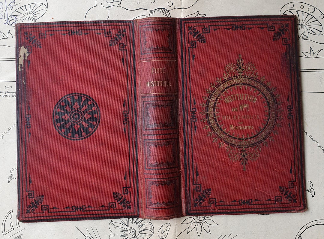 Aged Antique French Book Cover With Faded Gold Embossed Pattern on ...