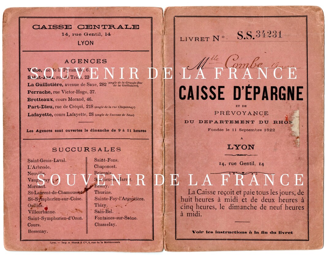 Rustic French Journal Printable of a Bank Book From 1902 and Onwards - Etsy