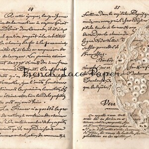 French Documents Set 9 - Antique Book Pages With French Lace- US Letter ...