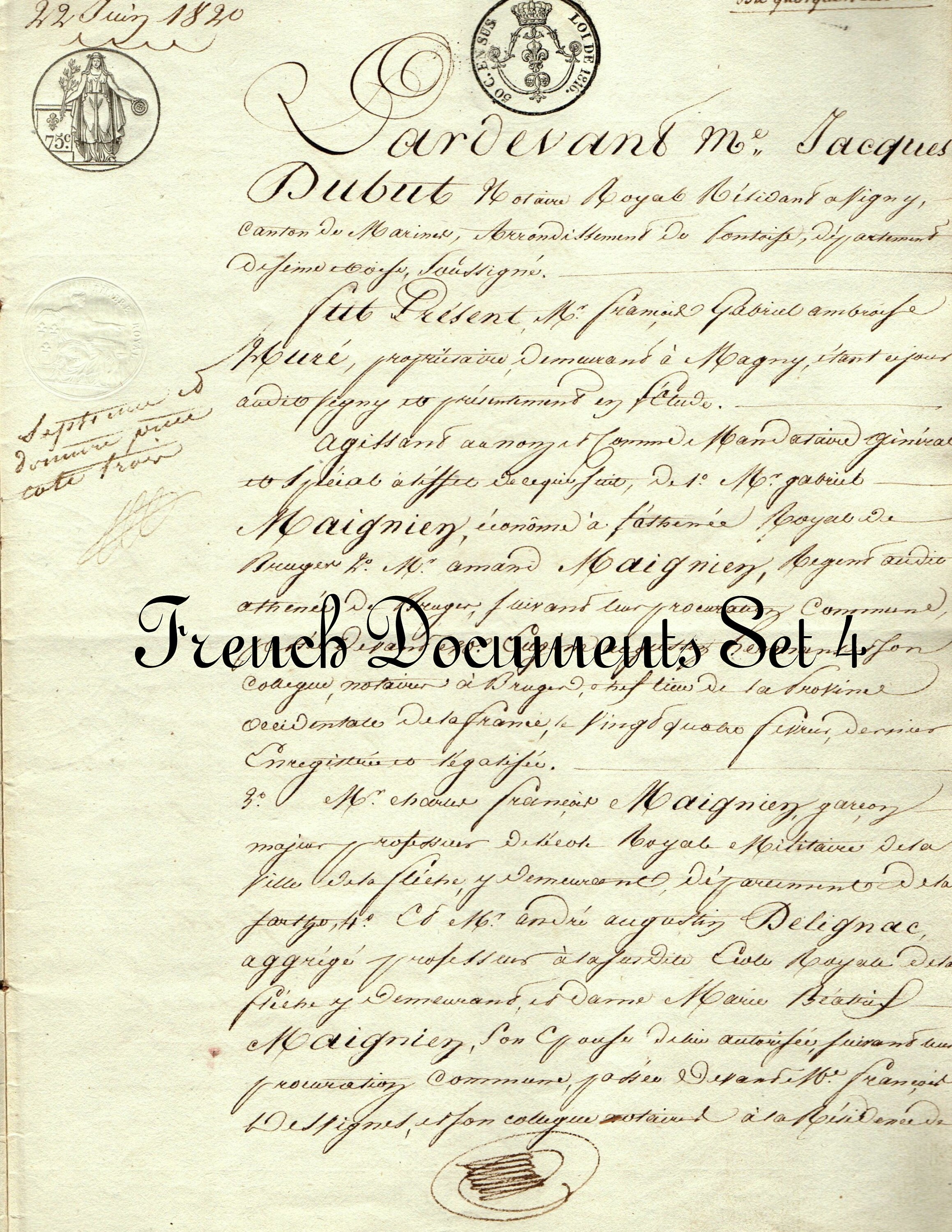 French Documents Set 4 - US Letter Size - Landscape - Etsy