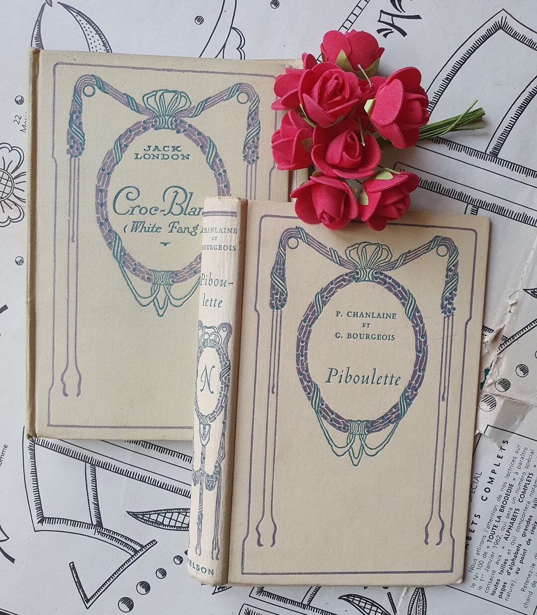 Set of Two Nelson French Book Covers - Size 6 1/4" X 4" - in Good ...