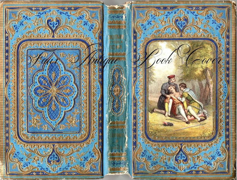 Faux Antique French Book Cover Printable - Landscape Format - Etsy