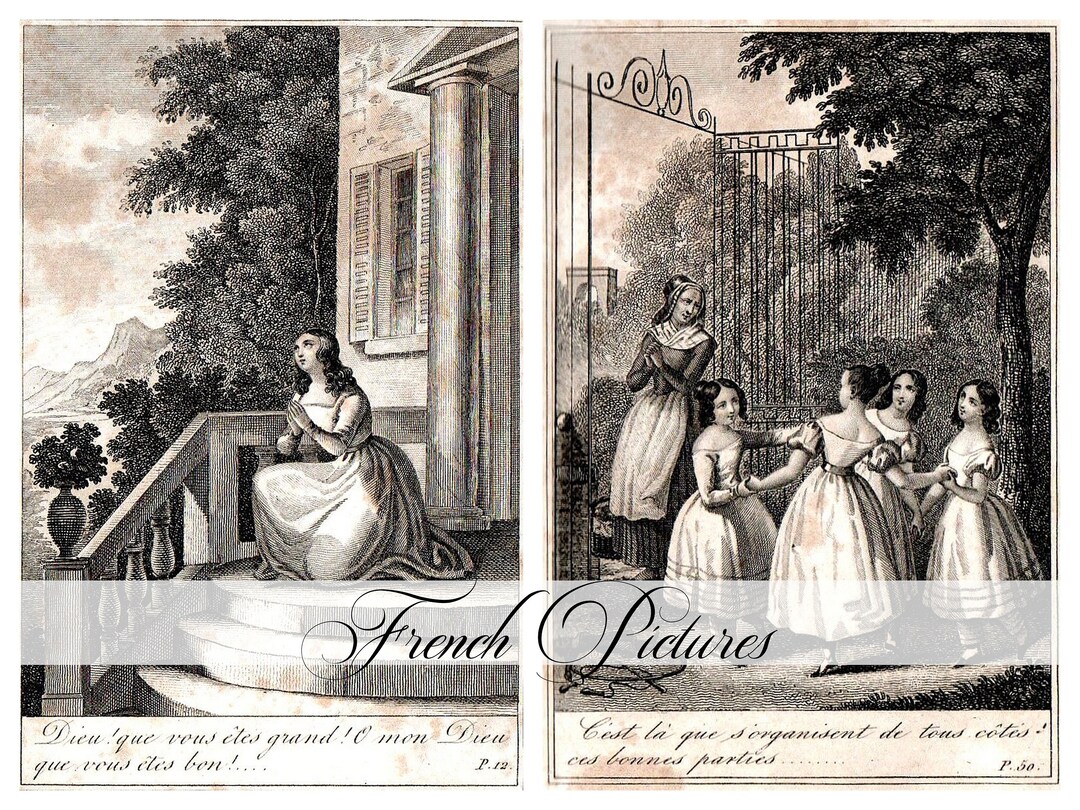 Digital - Old French Book Plates - Two With Bible Verse From Psalms - Etsy