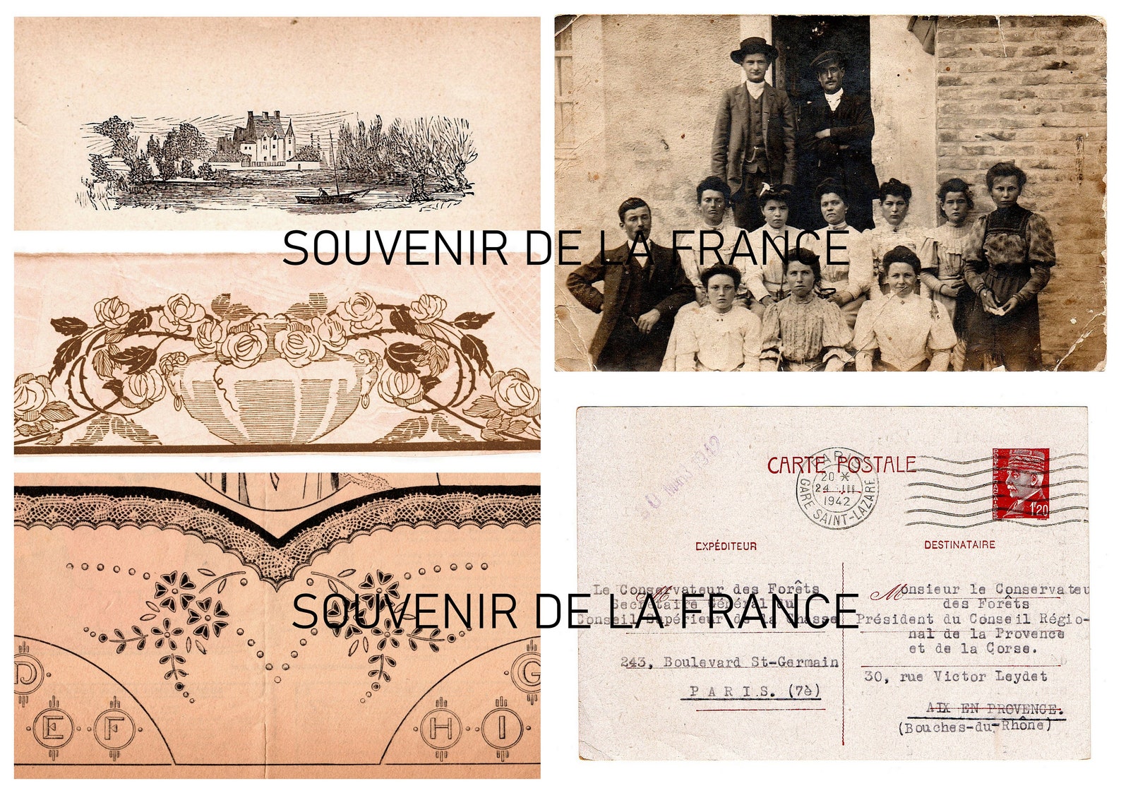 Printables - A French Collage Sheet, a French Textile Sheet and Three ...