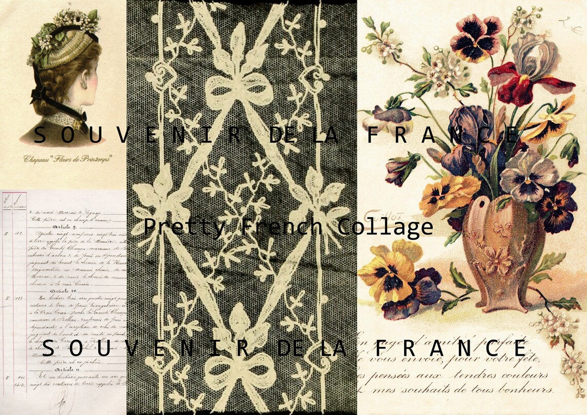 Five French Printable Collage Sheets - Landscape Format - Etsy