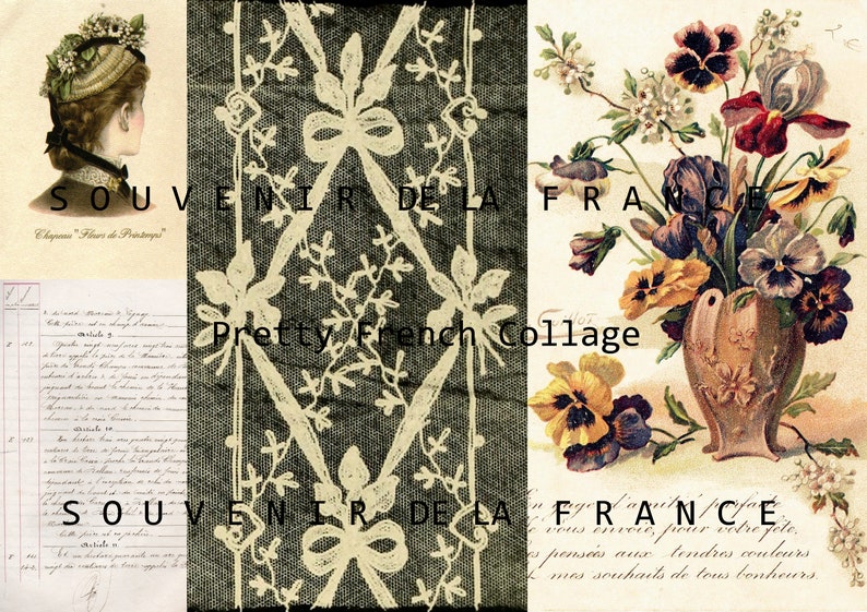 Five French Printable Collage Sheets - Landscape Format - Etsy