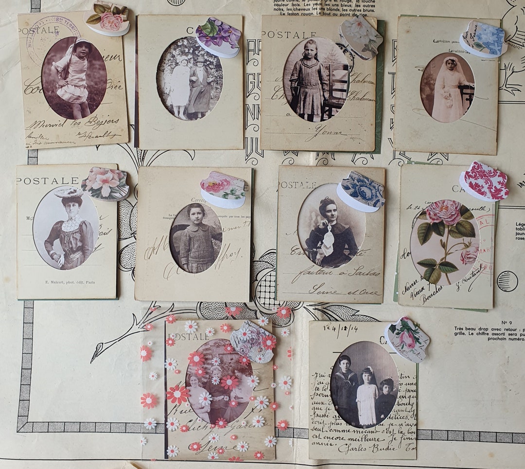 DIY French Postcard Tag Ephemera Loose éléments Are Antique Postcard ...