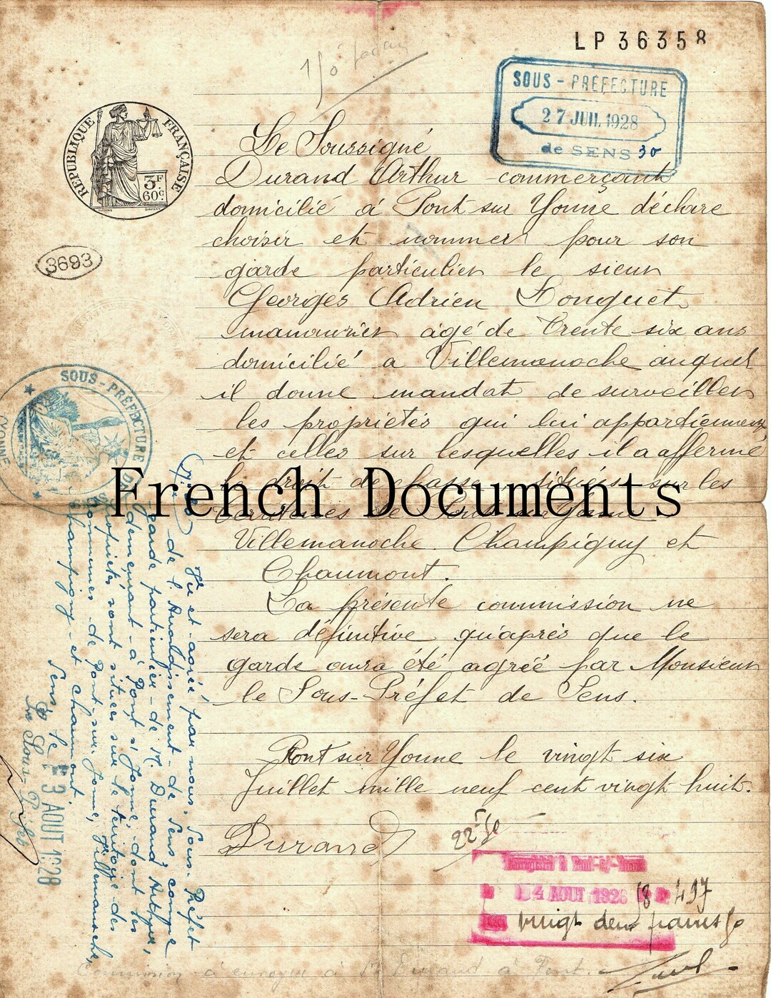 French Documents Set 3 - Etsy