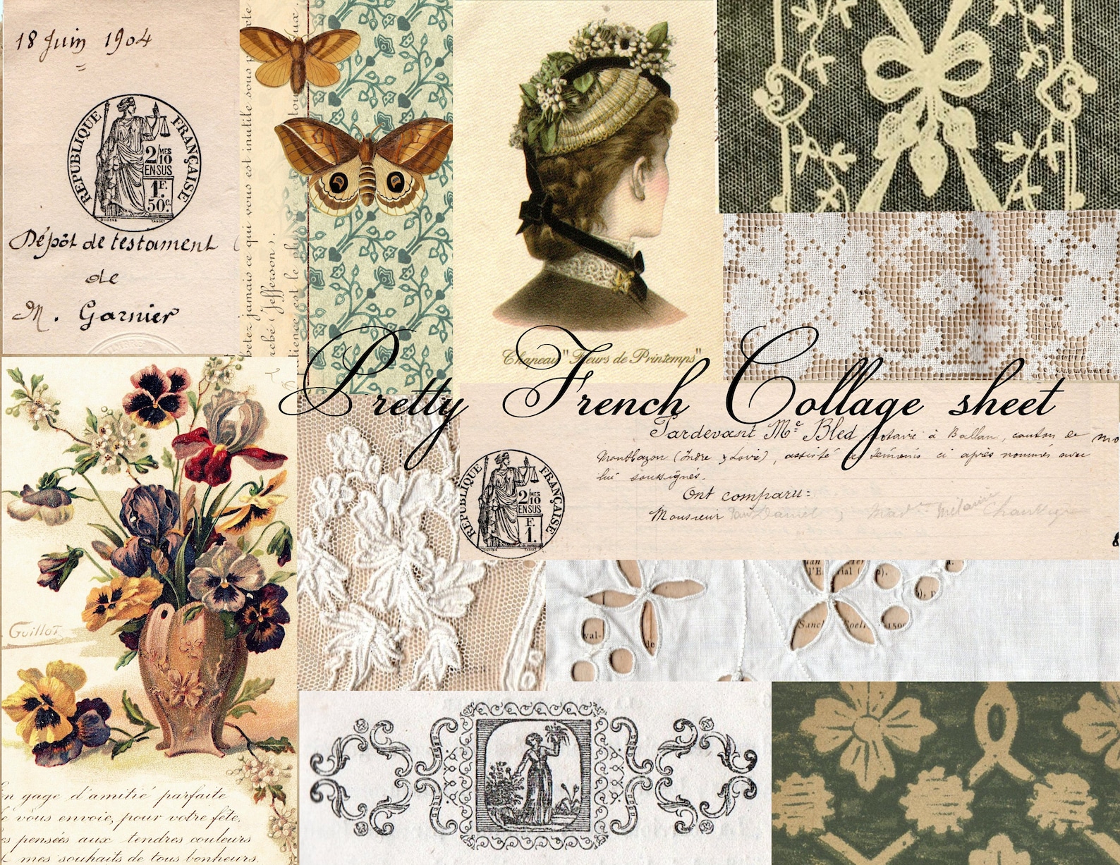 Five French Printable Collage Sheets - Landscape Format - Etsy