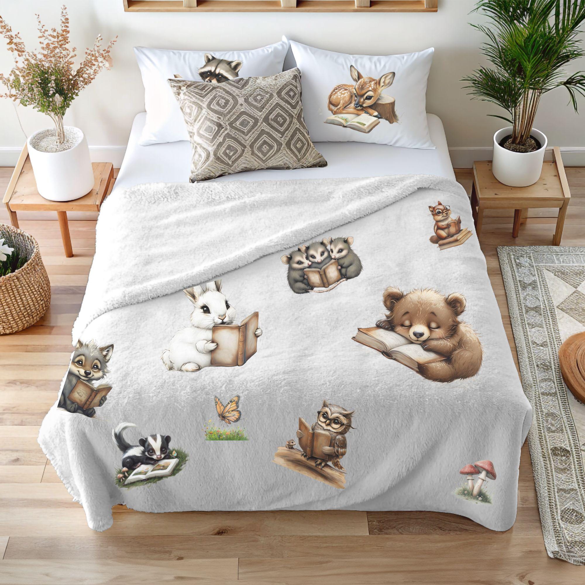 Woodland Animals Reading is Fun PNG Bundle, 17 Cute Little Critter ...