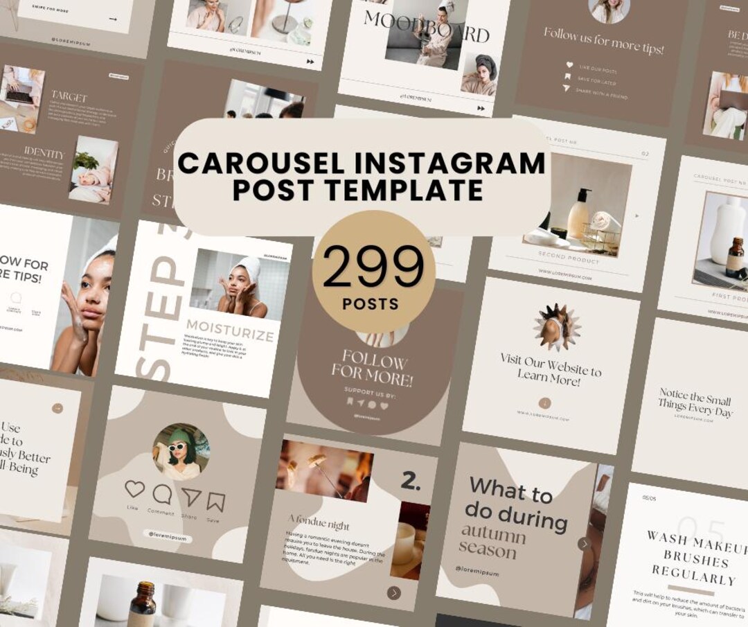 299 Carousel Instagram Post Templates | Editable Canva Social Media ...