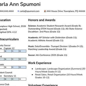 Google Docs High School Activities Resume Student Easy - Etsy