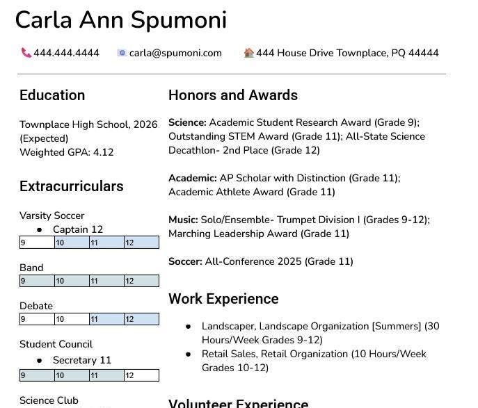 Google Docs High School Activities Resume Student Easy - Etsy