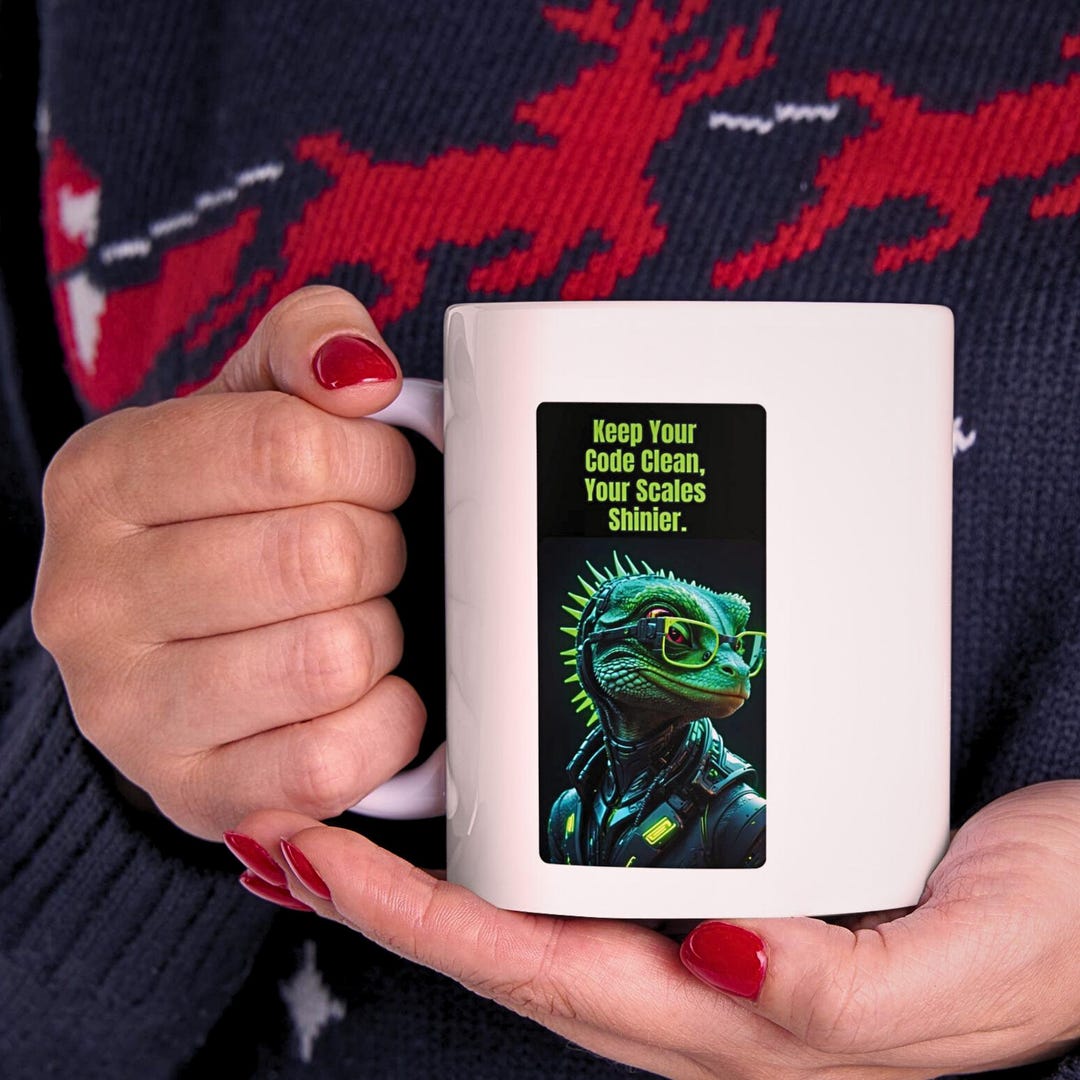 Cyberpunk Lizard Mug - Funny Programmer Gift | Coding Meme Coffee Cup ...