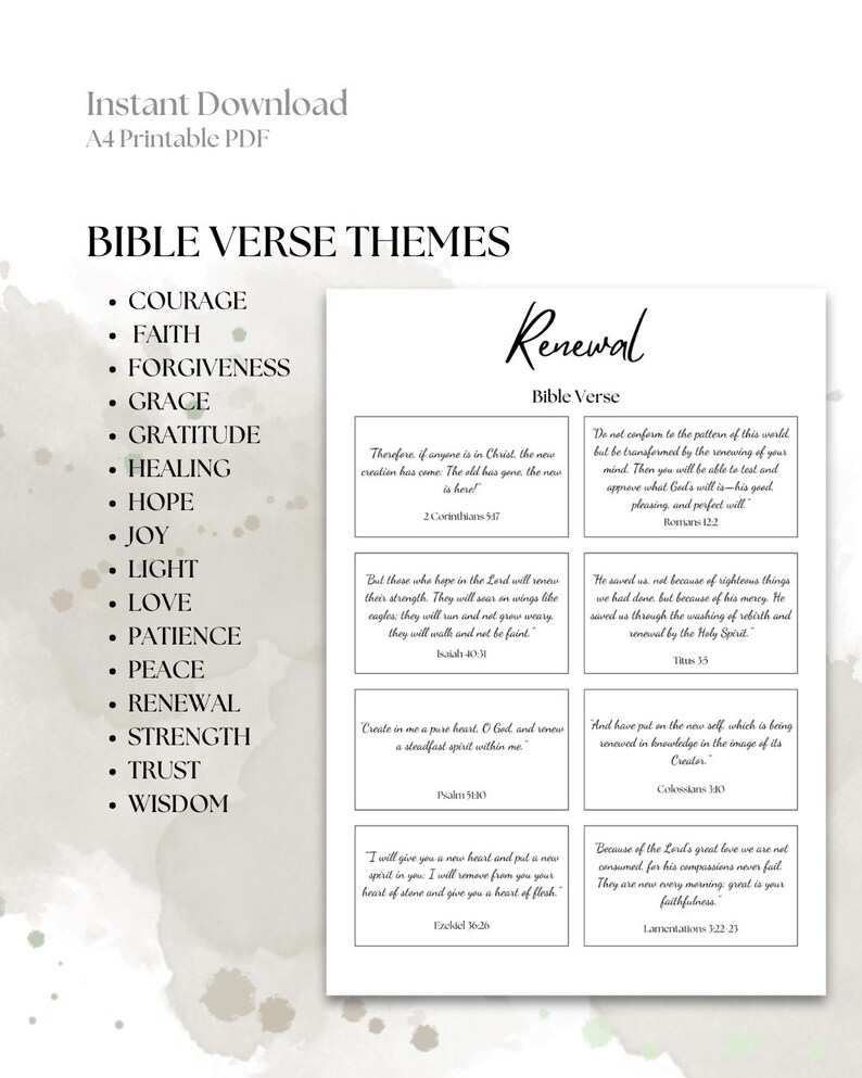 128 Printable Bible Verse Cards Inspirational Scripture Cards Download ...