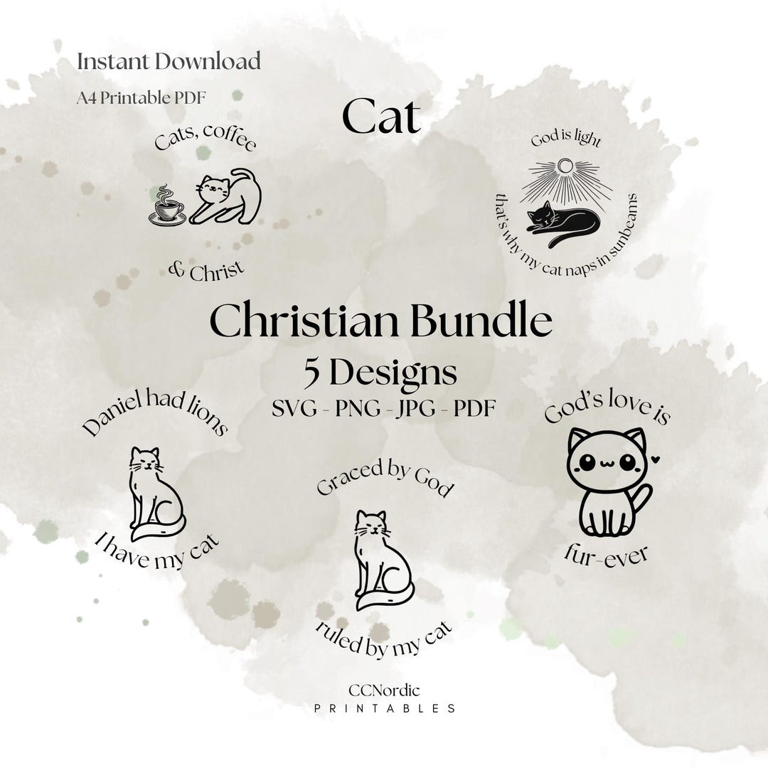 Christian and Cats, Christian Cats SVG, Cats Wall Decor, 5 Designs ...