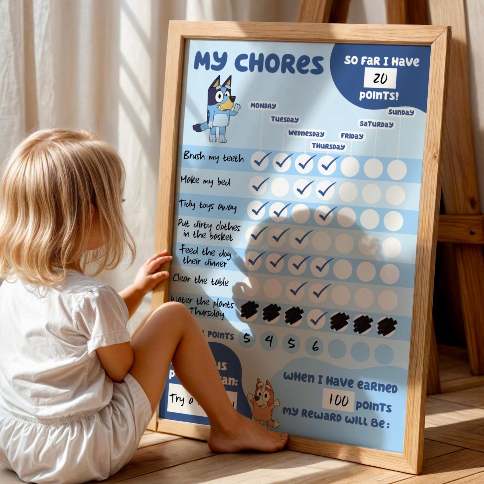 Bluey Printable Chore Chart for Kids - Digital Daily Checklist Planner ...