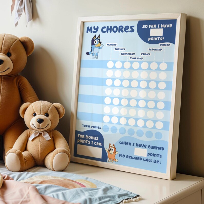 Bluey Printable Chore Chart for Kids - Digital Daily Checklist Planner ...