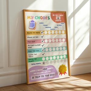 Organized Kids Chore Chart - Printable and Colorful - Daily Checklist ...