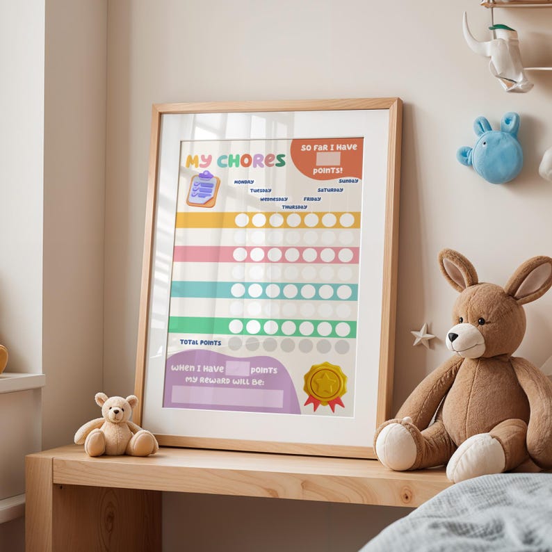 Kids Chore Chart - Printable and Colorful - Daily Checklist Digital ...