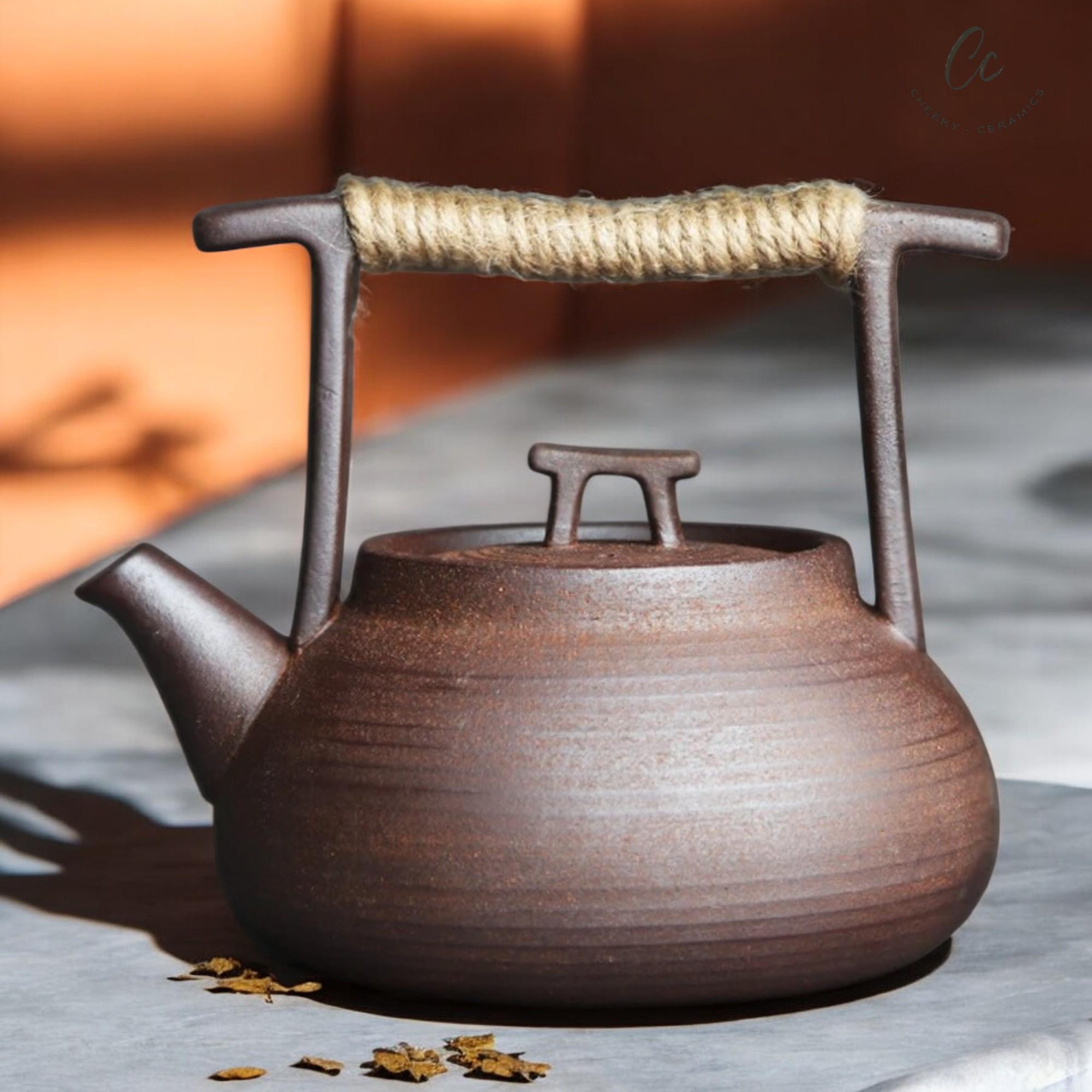 Japanese Style Teapot - 350ml Handmade Retro Coarse Pottery Stoneware ...
