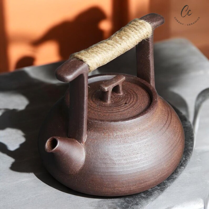 Japanese Style Teapot - 350ml Handmade Retro Coarse Pottery Stoneware ...