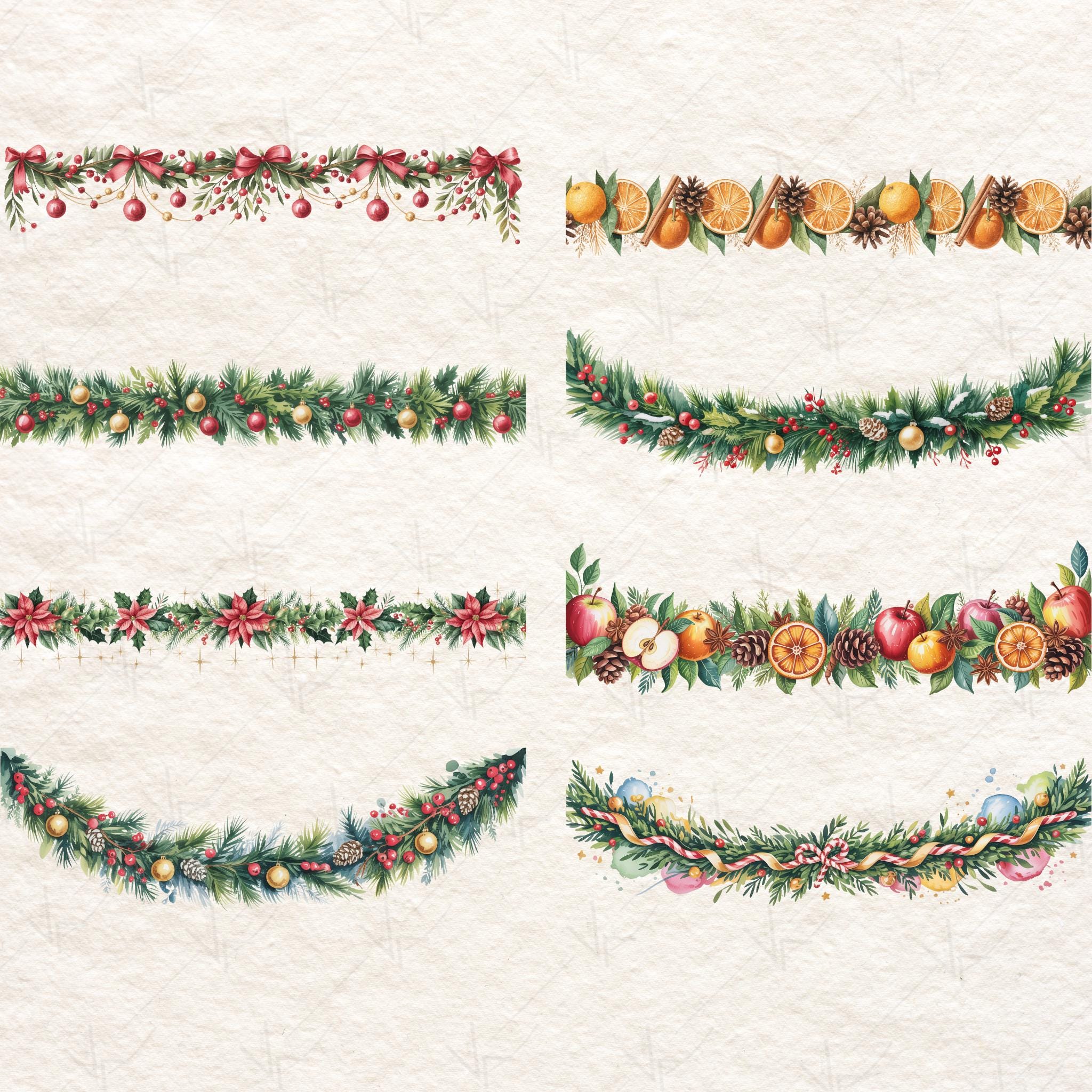 Christmas Garland Borders Clipart, Transparent Background Pngs, 32 ...