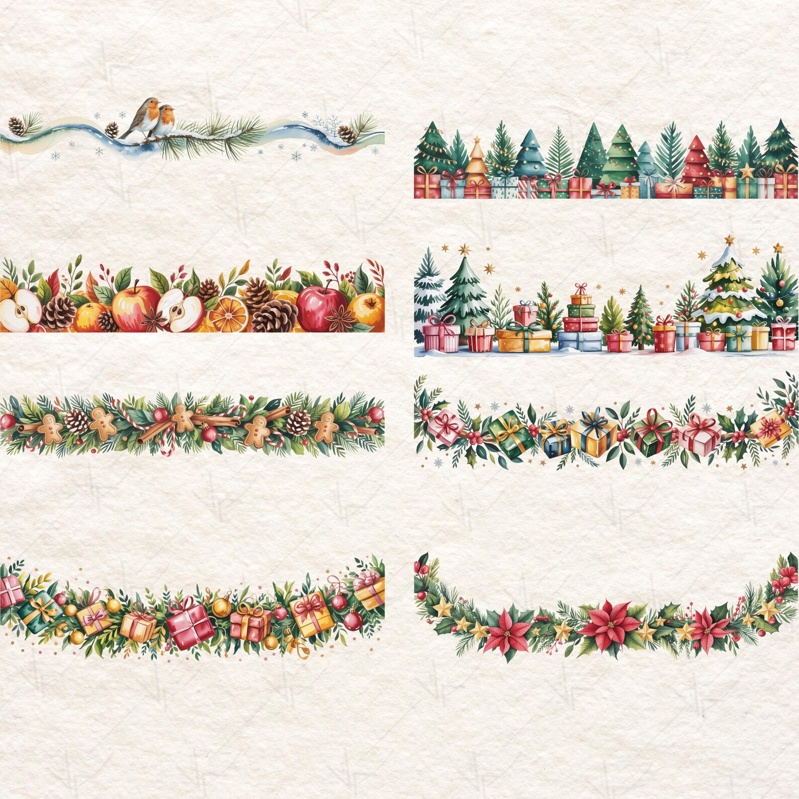 Christmas Garland Borders Clipart, Transparent Background Pngs, 32 ...