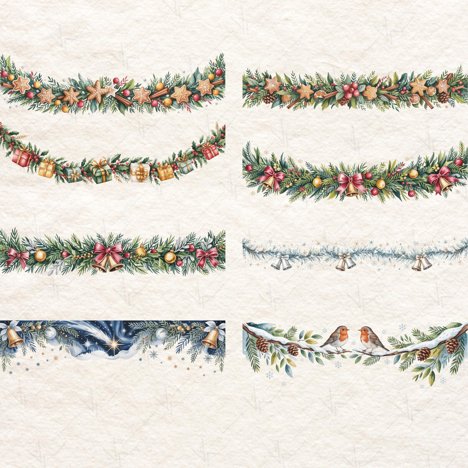 Christmas Garland Borders Clipart, Transparent Background Pngs, 32 ...