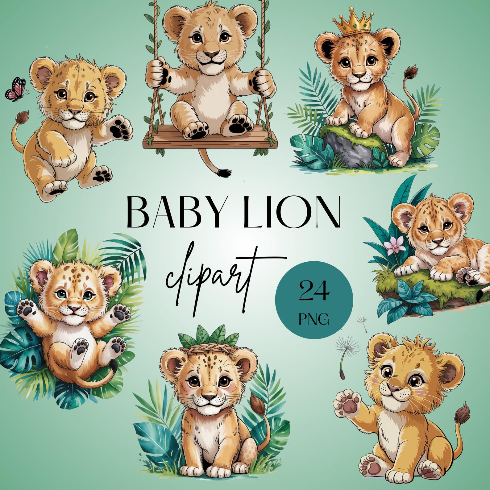 Cute Baby Lion Clipart, Transparent Pngs , Baby Shower Clipart, Nursery ...