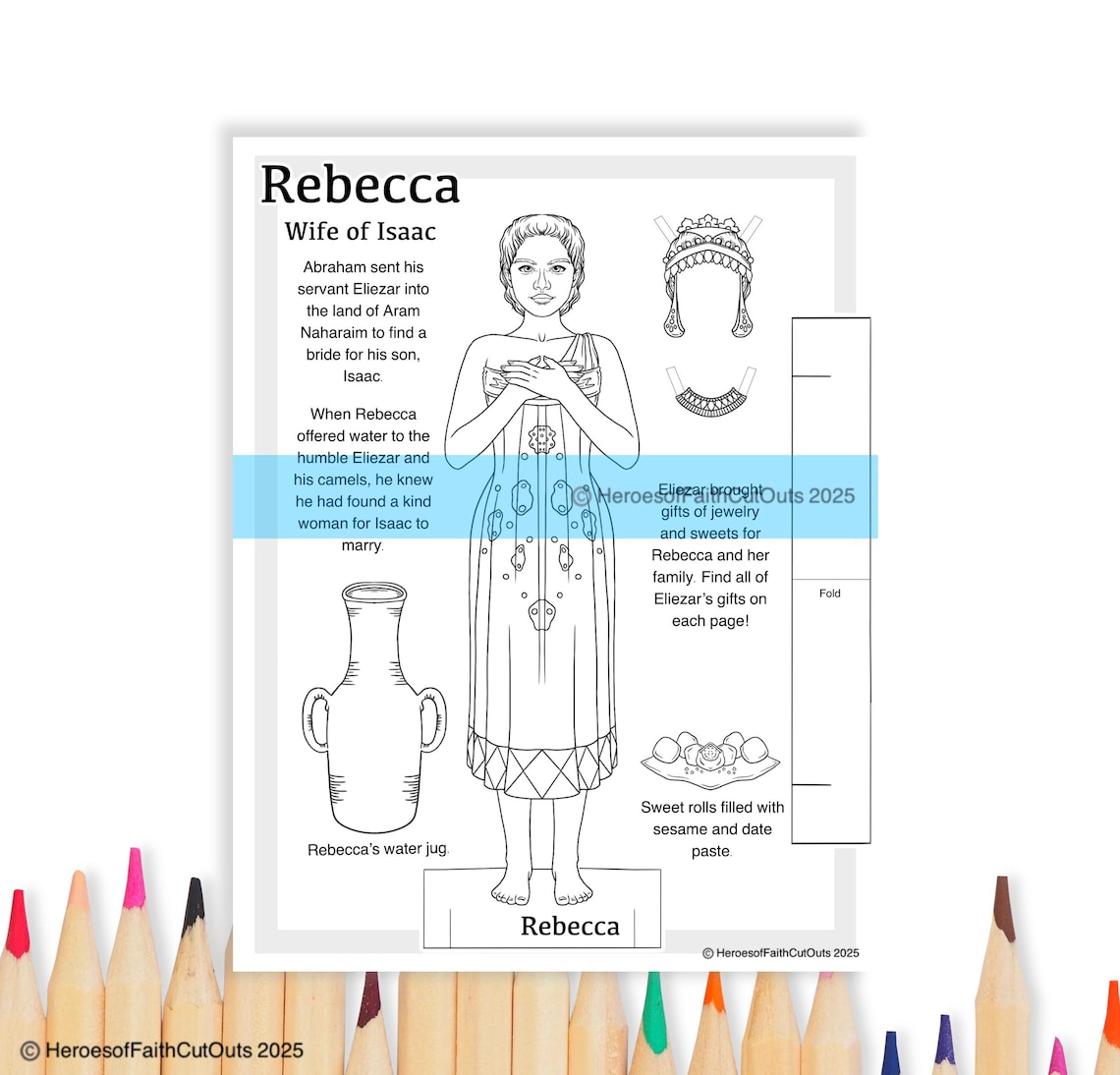 Printable Rebecca Paper Doll, Bible Coloring Page, Old Testament ...