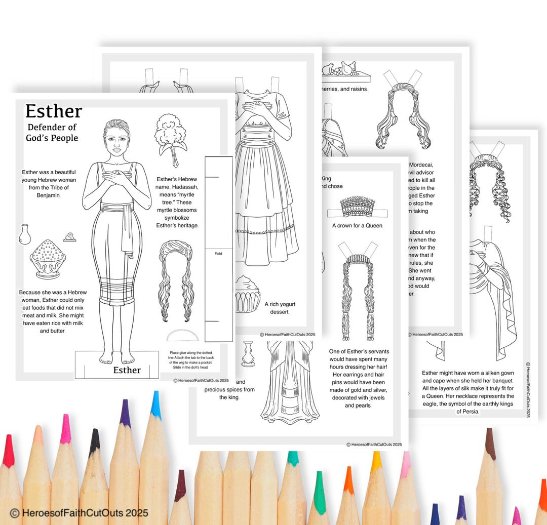 Bible Queen Esther Paper Doll Page, Sunday School Printable ...