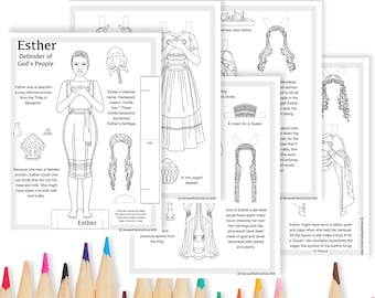 Bible Queen Esther Paper Doll Page, Sunday School Printable ...