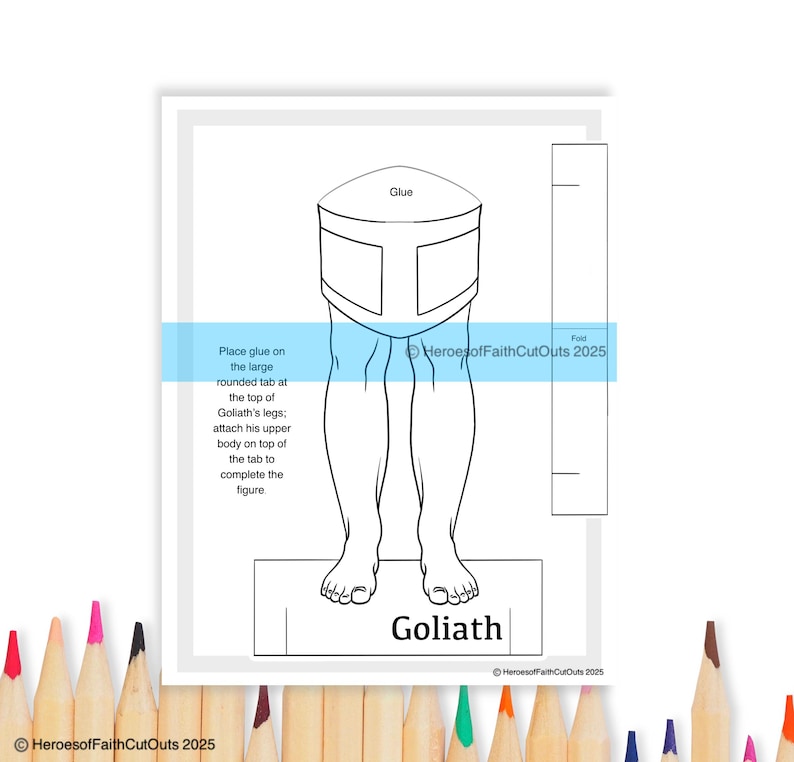 Goliath Paper Doll Coloring Page, Old Testament Print, David and ...