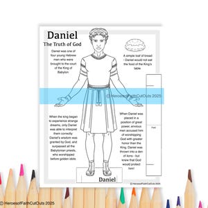 Daniel and the Lions Den Coloring Page, Bible Paper Doll, Printable Old ...