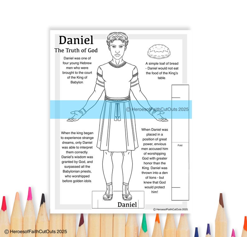 Daniel and the Lions Den Coloring Page, Bible Paper Doll, Printable Old ...