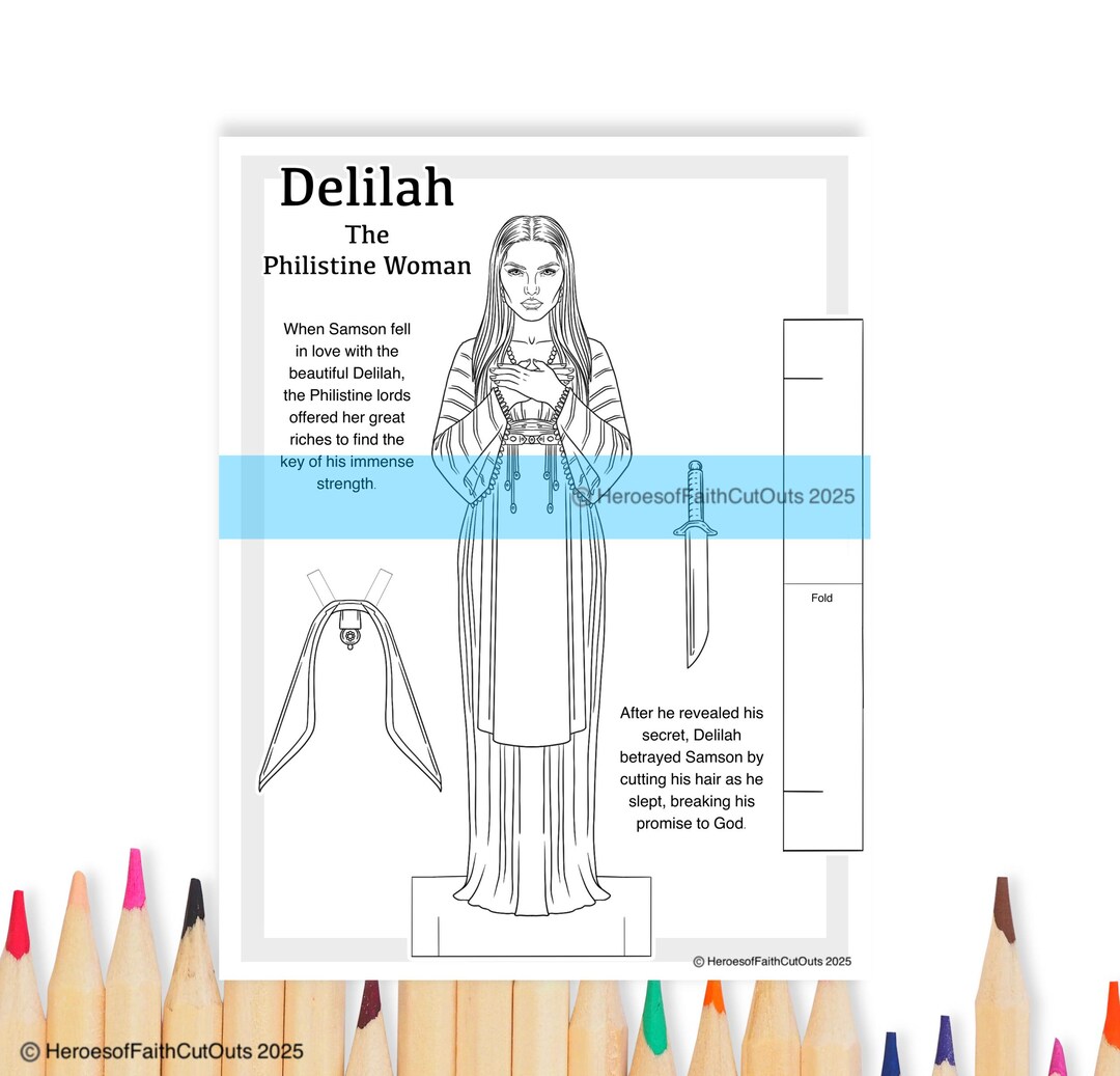 Delilah Paper Doll Coloring Page, Printable Old Testament Activity, K-3 ...