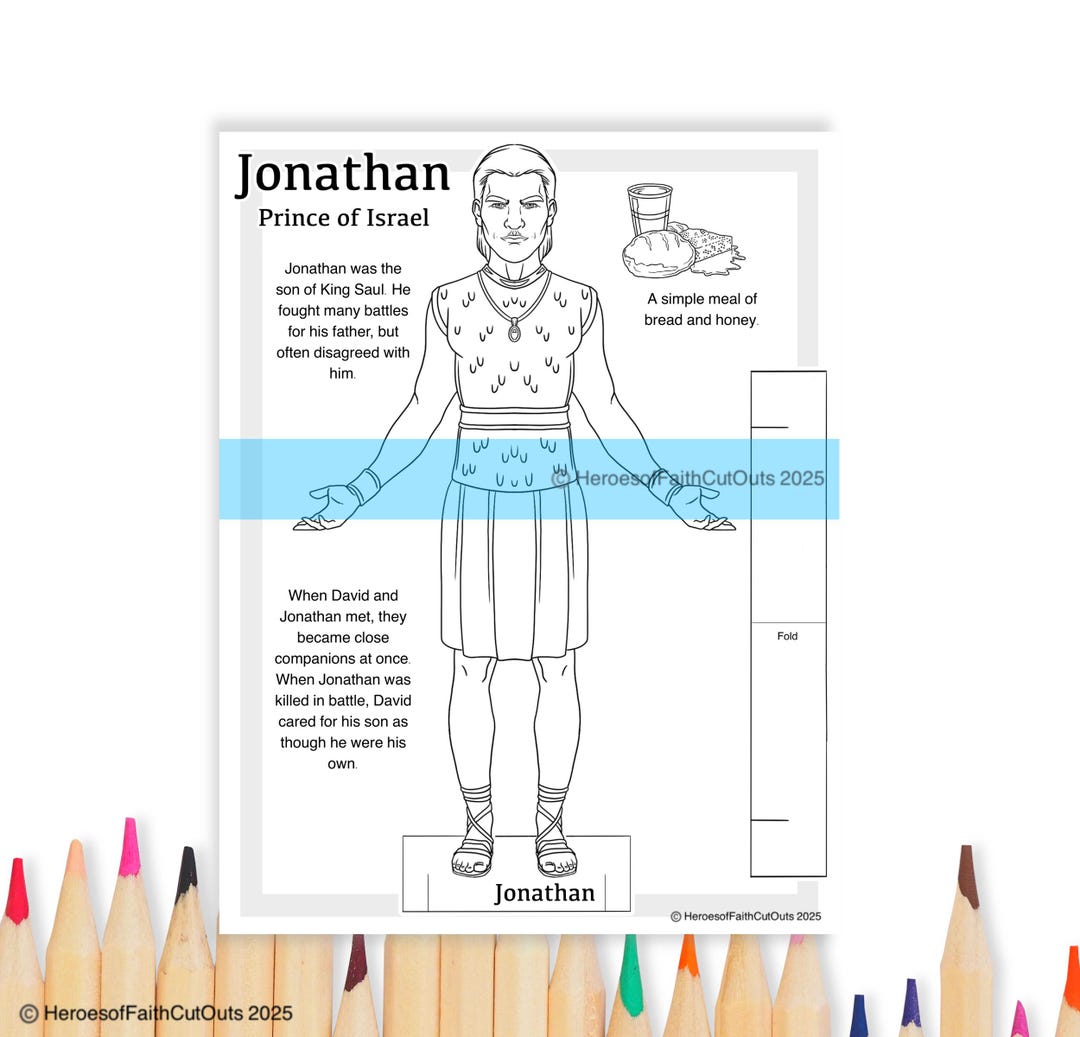 Jonathan Paper Doll Coloring Page, David and Jonathan, Printable, Old ...