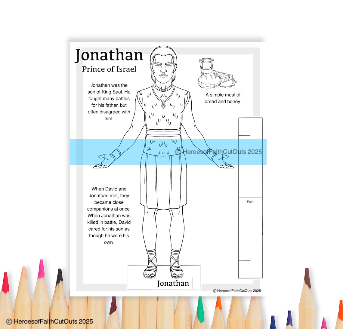 Jonathan Paper Doll Coloring Page, David and Jonathan, Printable, Old ...
