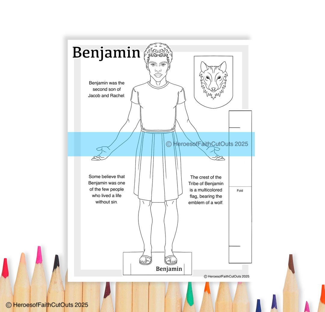 Benjamin Paper Doll Coloring Page, Printable Activity, Old Testament ...