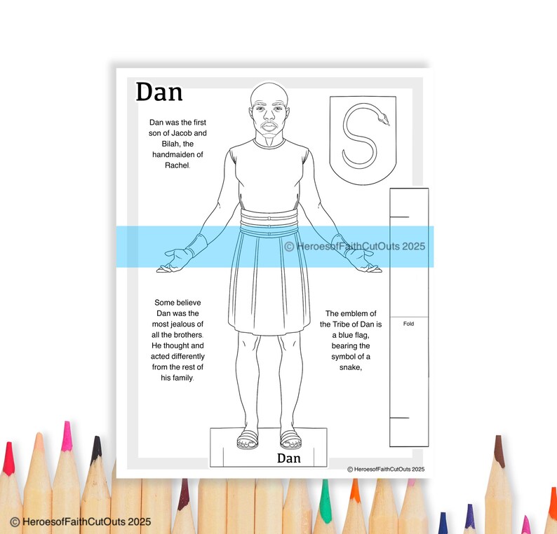 Dan Paper Doll Coloring Page, Printable, Old Testament, Scripture ...