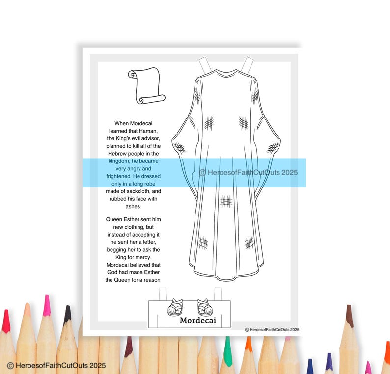 Mordecai Paper Doll Coloring Page, Printable, Old Testament ...
