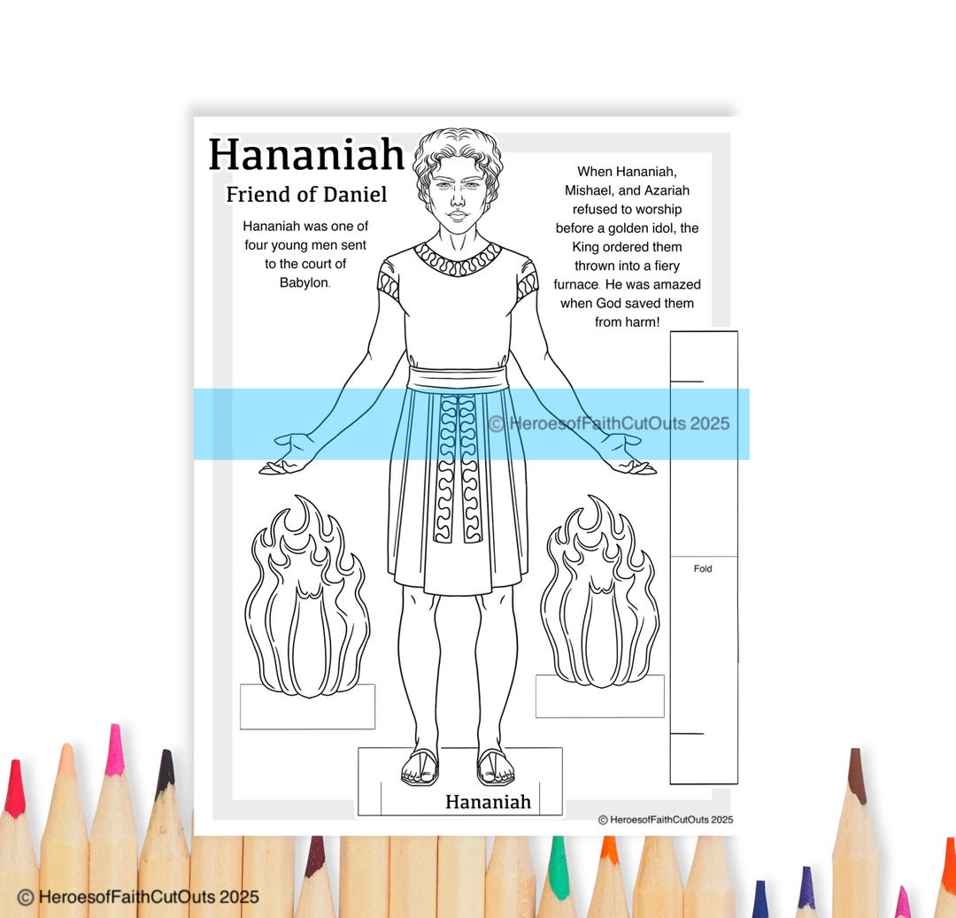Hananiah Paper Doll Coloring Page, Printable Old Testament Activity ...