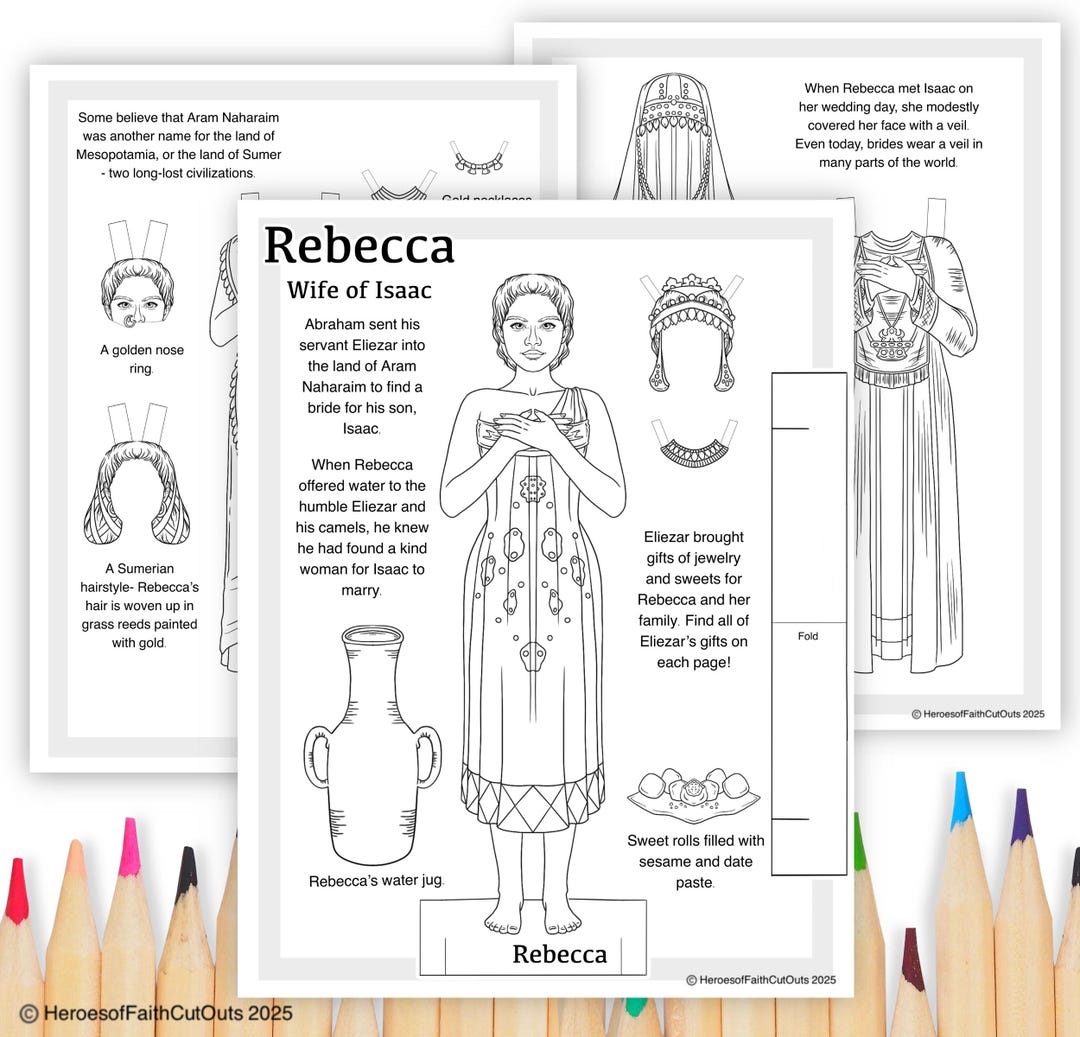 Printable Rebecca Paper Doll, Bible Coloring Page, Old Testament ...