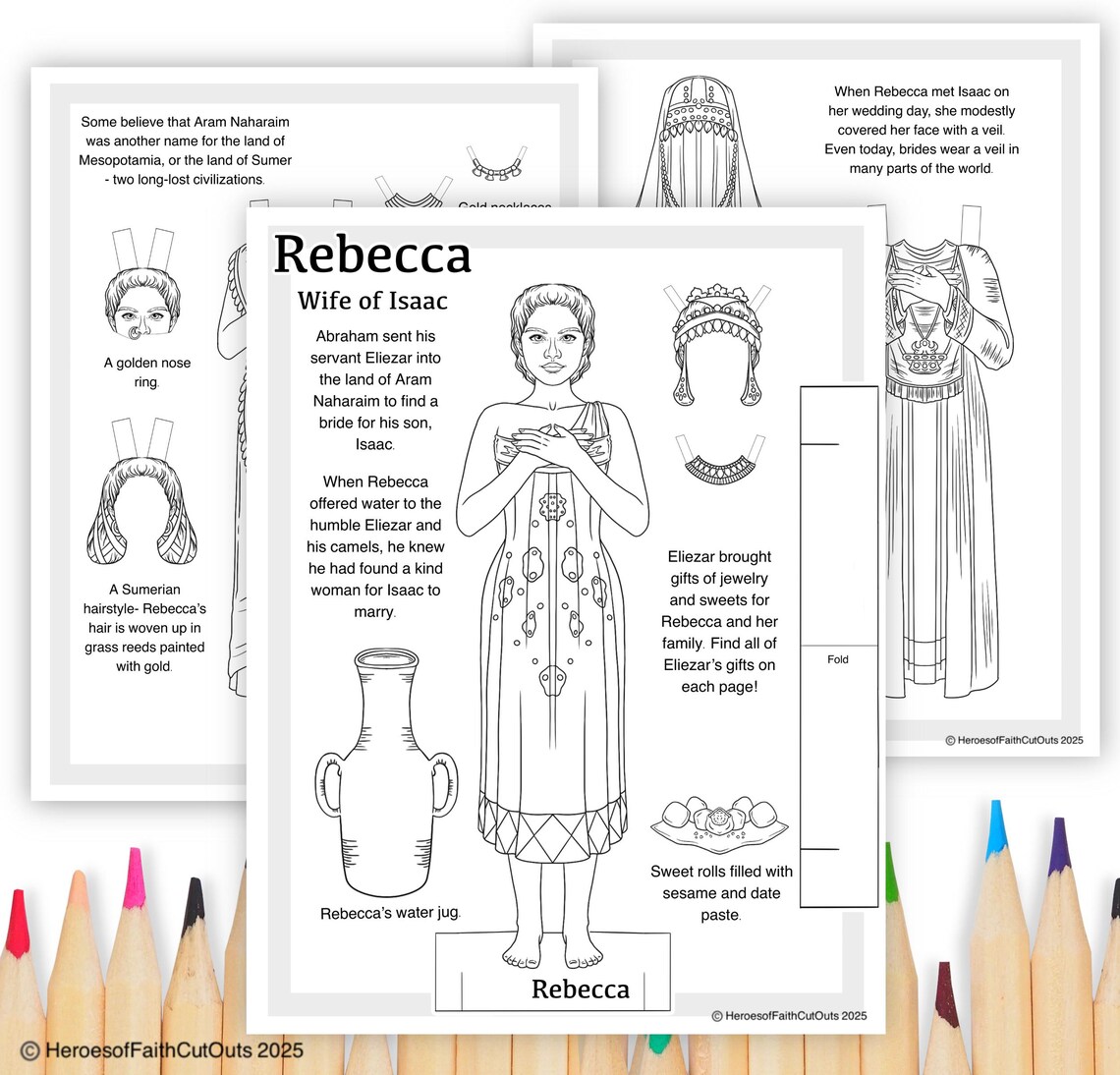 Printable Rebecca Paper Doll, Bible Coloring Page, Old Testament ...