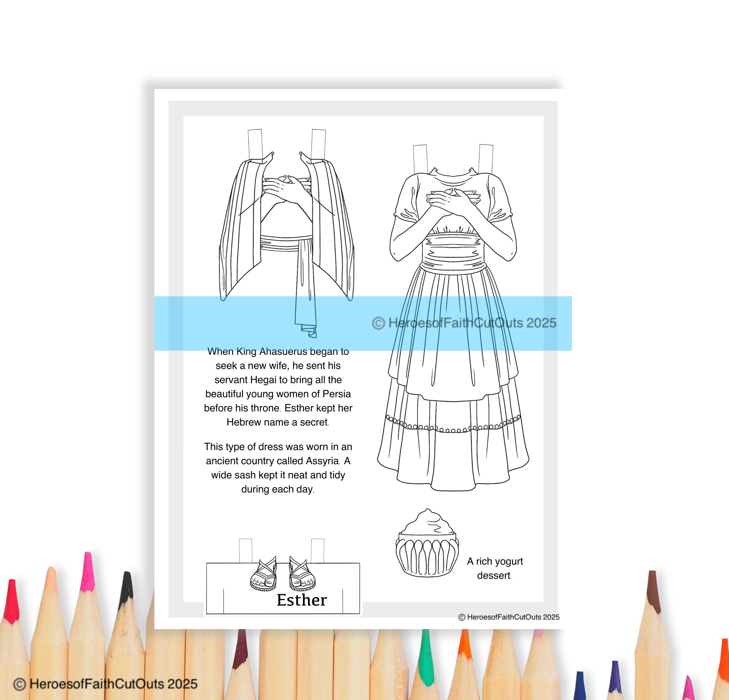 Bible Queen Esther Paper Doll Page, Sunday School Printable ...