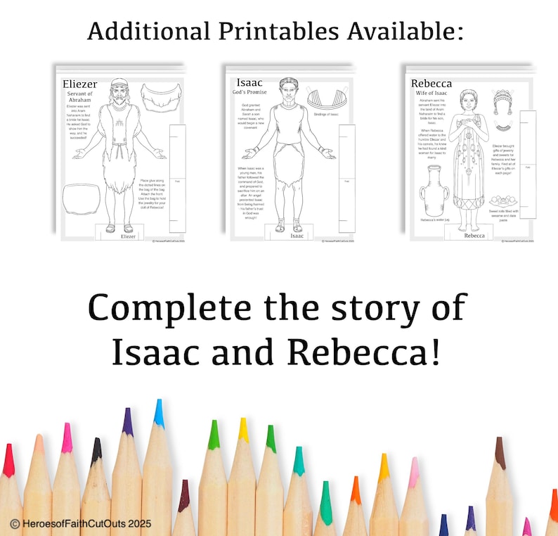 Printable Rebecca Paper Doll, Bible Coloring Page, Old Testament ...