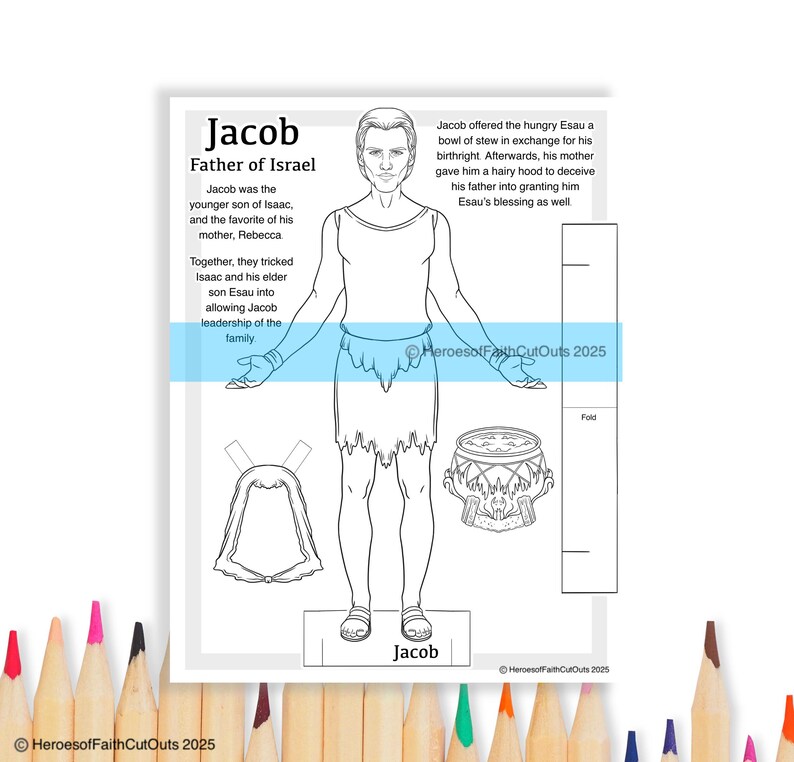 Jacob Paper Doll Coloring Page, Genesis Activity, Scripture Accurate ...