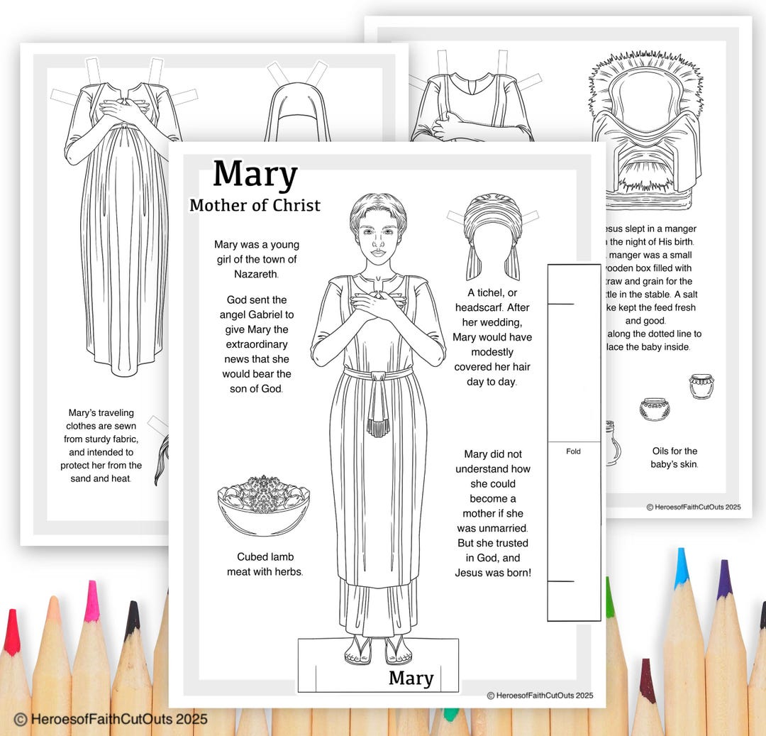 Printable Mary Paper Doll Coloring Page, New Testament Nativity ...