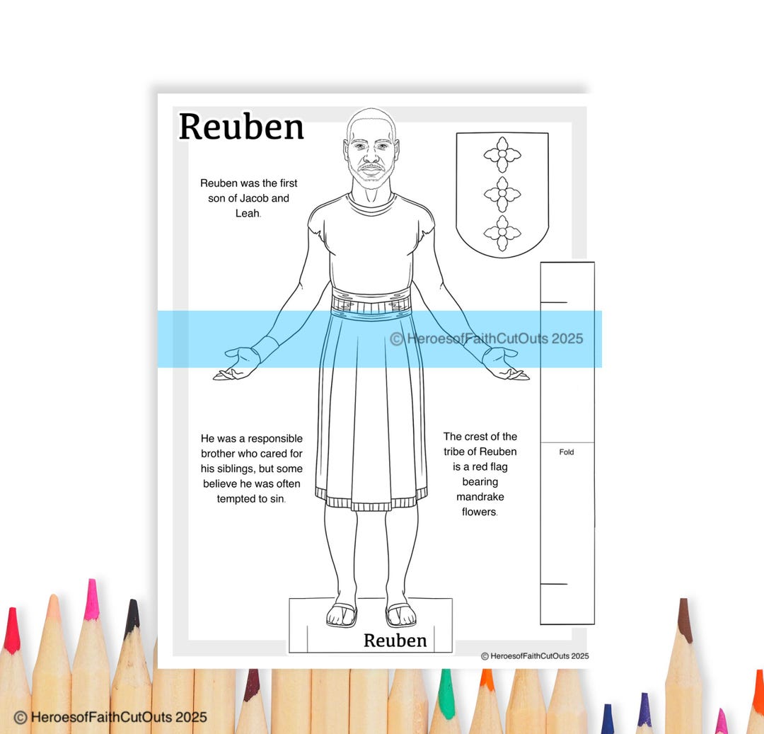 Printable Reuben Paper Doll, Bible Coloring Page, Sunday School, Tribe ...